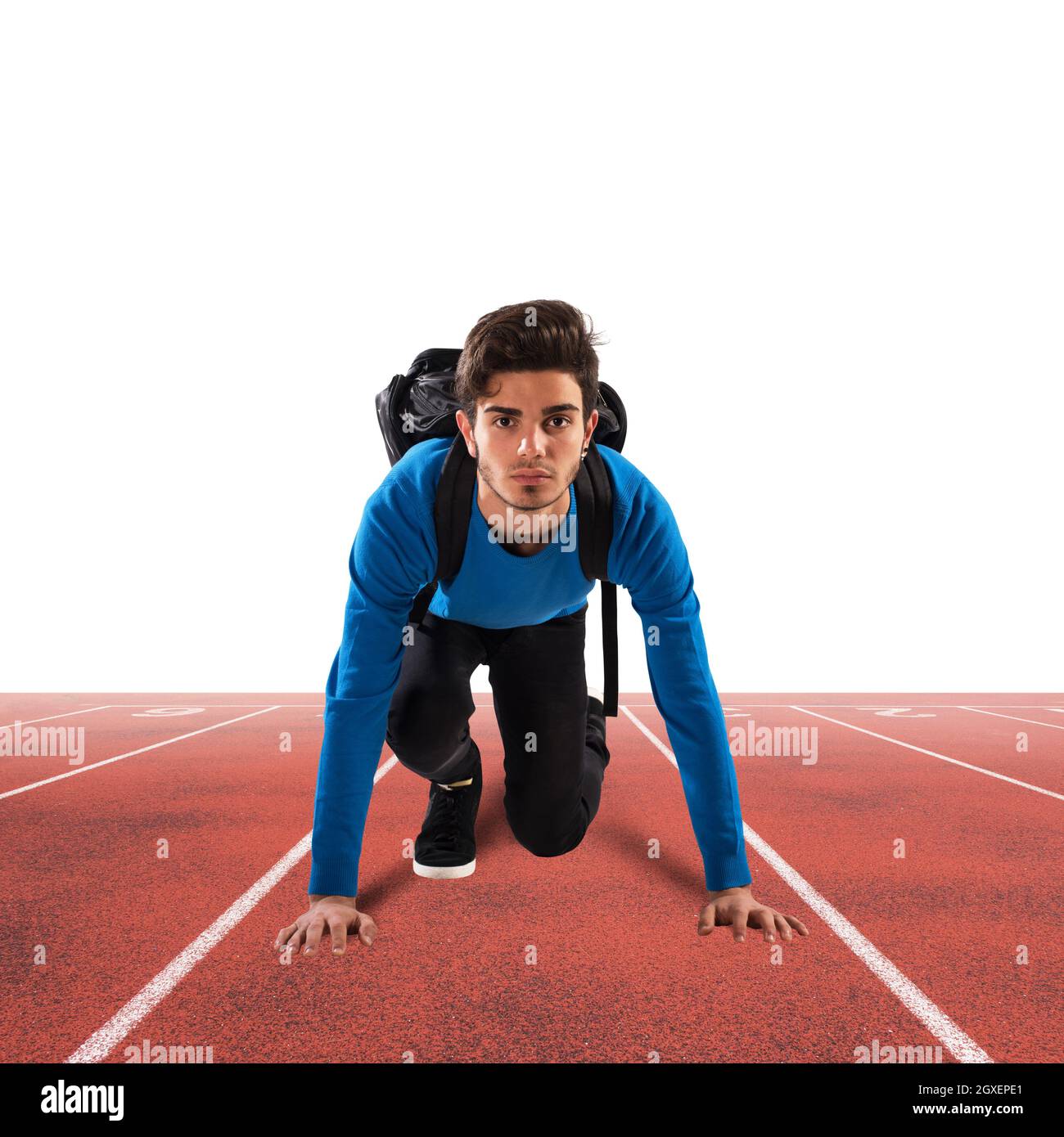 Track sprint teenager boy hi-res stock photography and images - Alamy