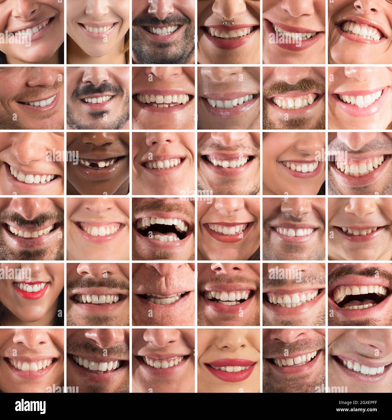 Collage of smiles of men women and children Stock Photo - Alamy