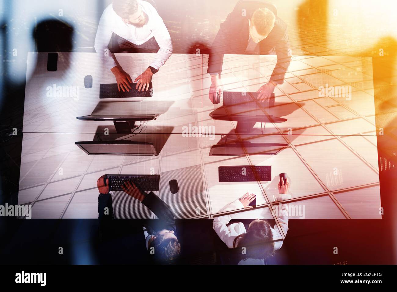 Businessperson in office work together with computer. concept of ...