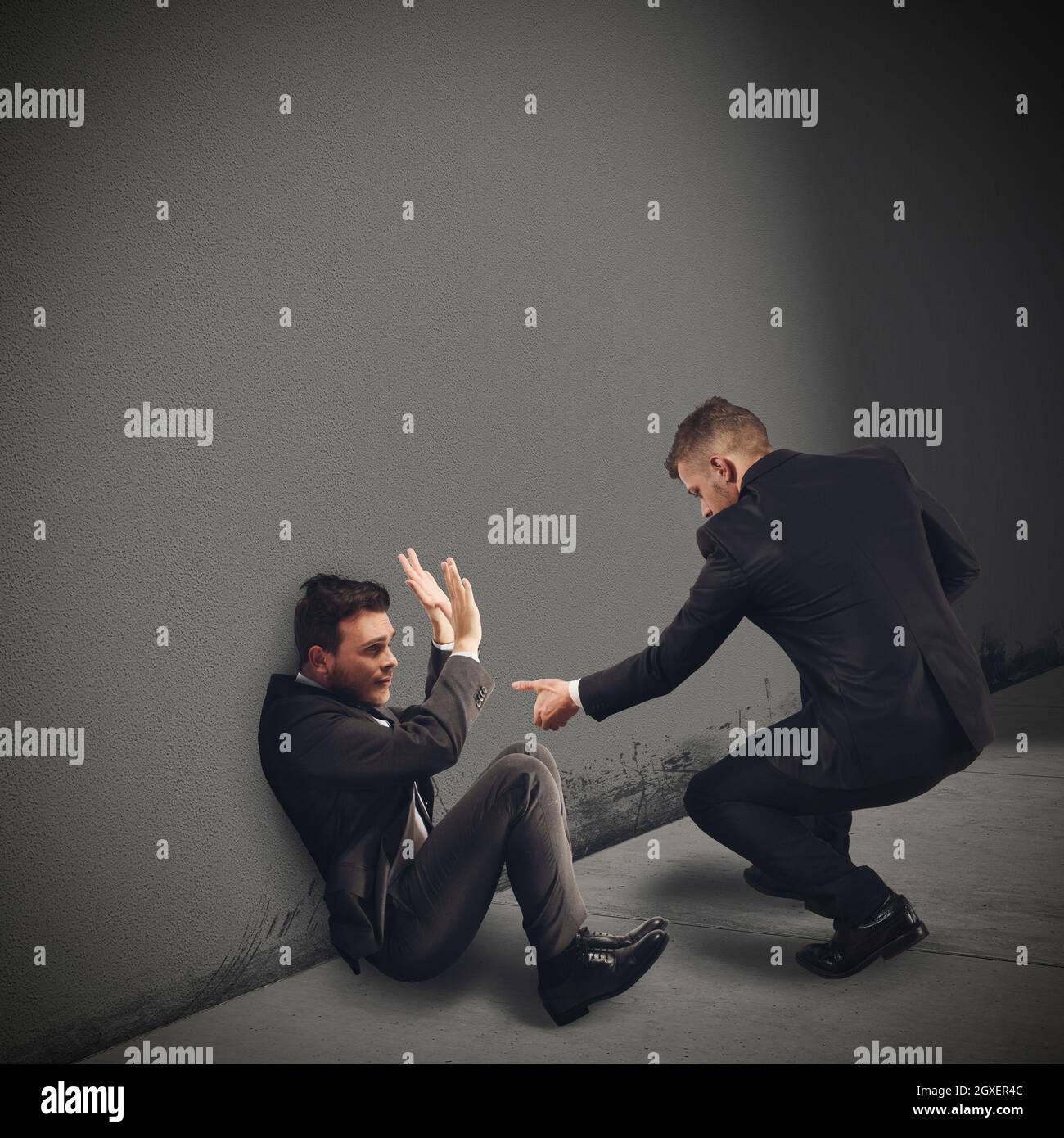 Help a colleague in trouble and scared Stock Photo - Alamy