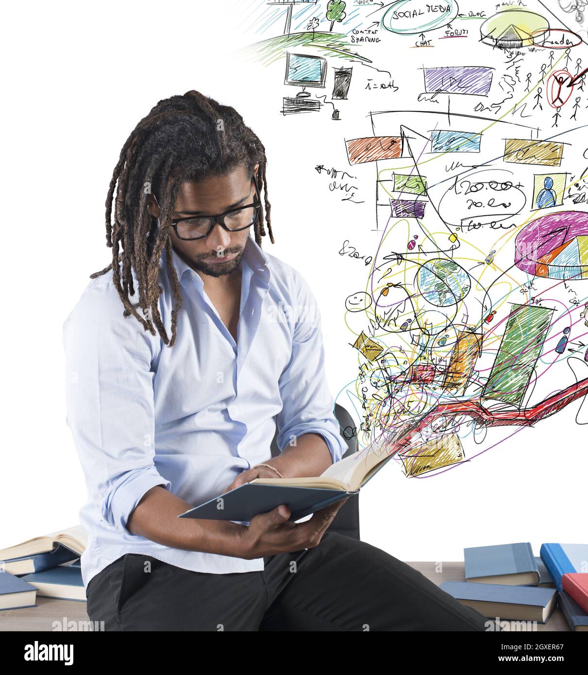 Teacher studying graphs and statistics before class Stock Photo - Alamy