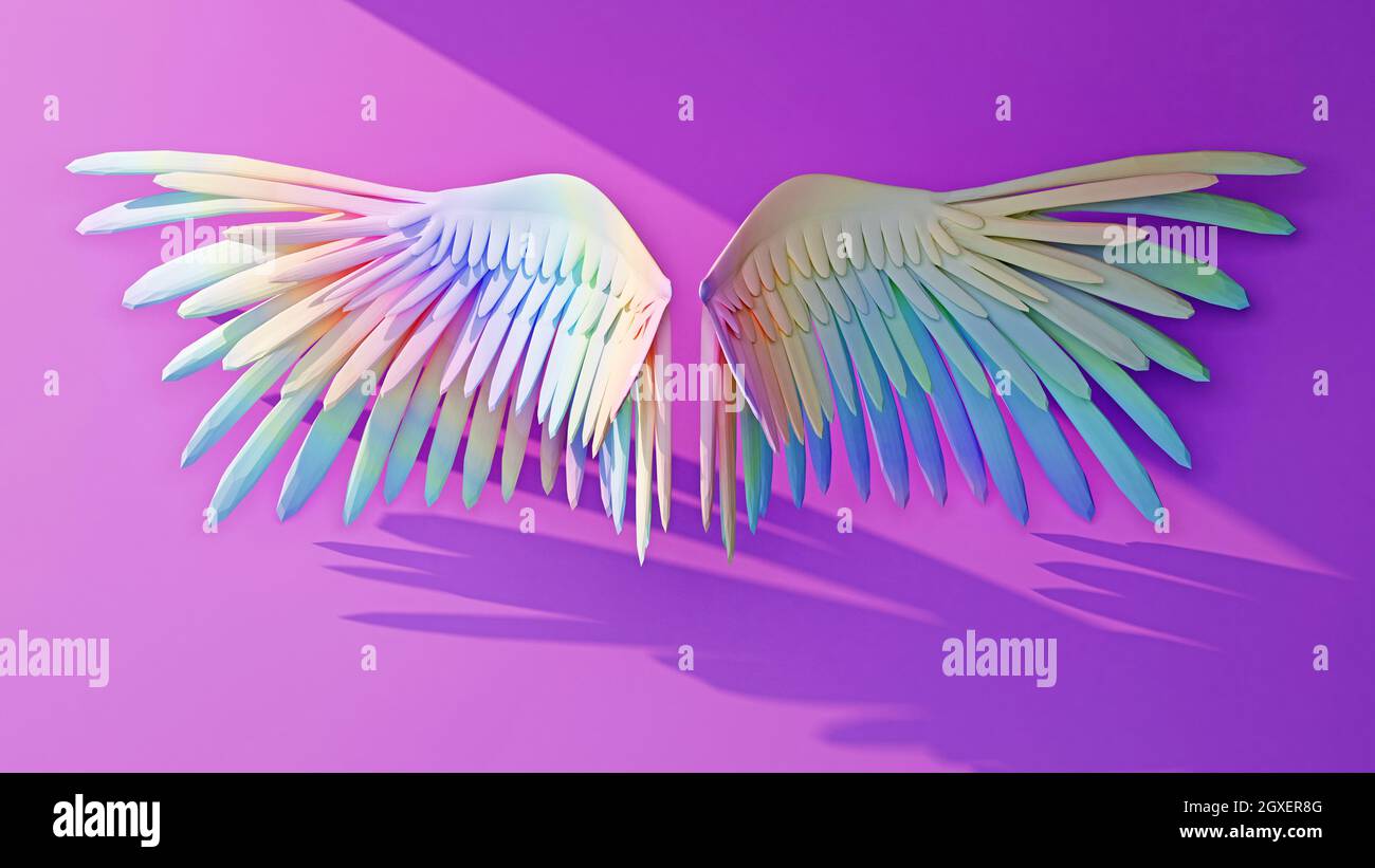 colorful wings in beam of light. 3d rendering Stock Photo - Alamy