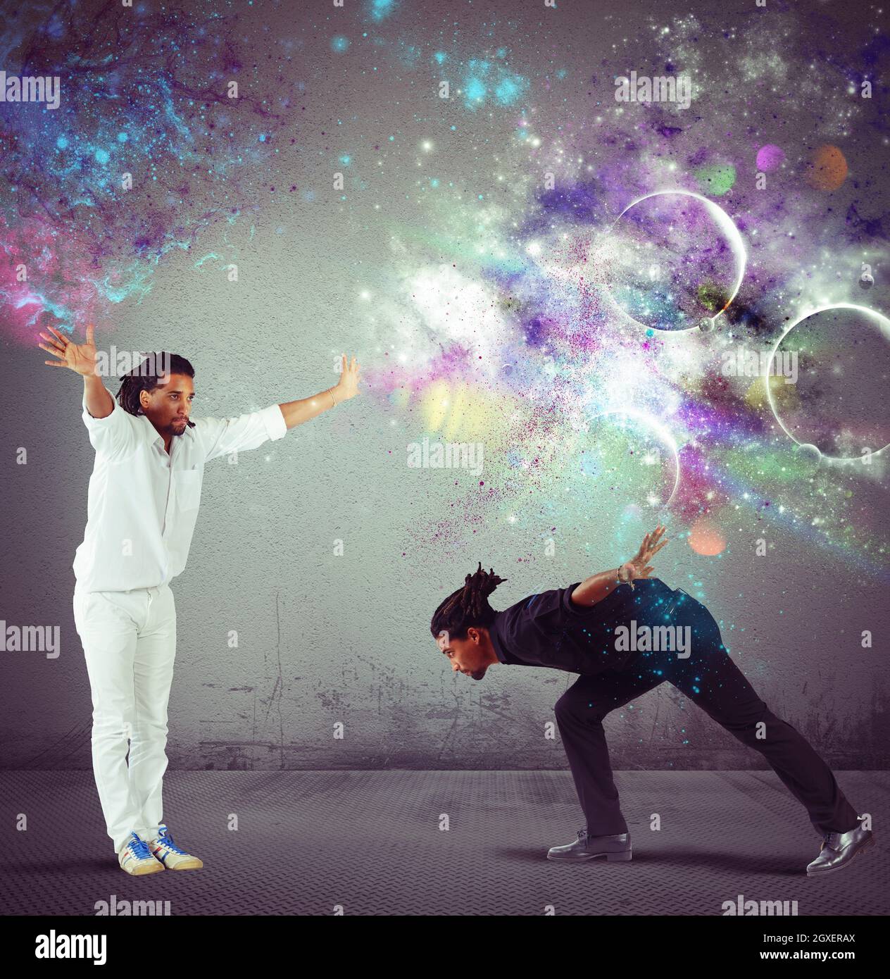 Two men competing between dance and fight Stock Photo - Alamy