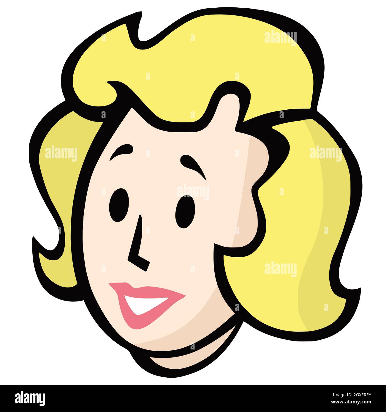 Vault girl illustration character happy head fallout Stock Photo - Alamy