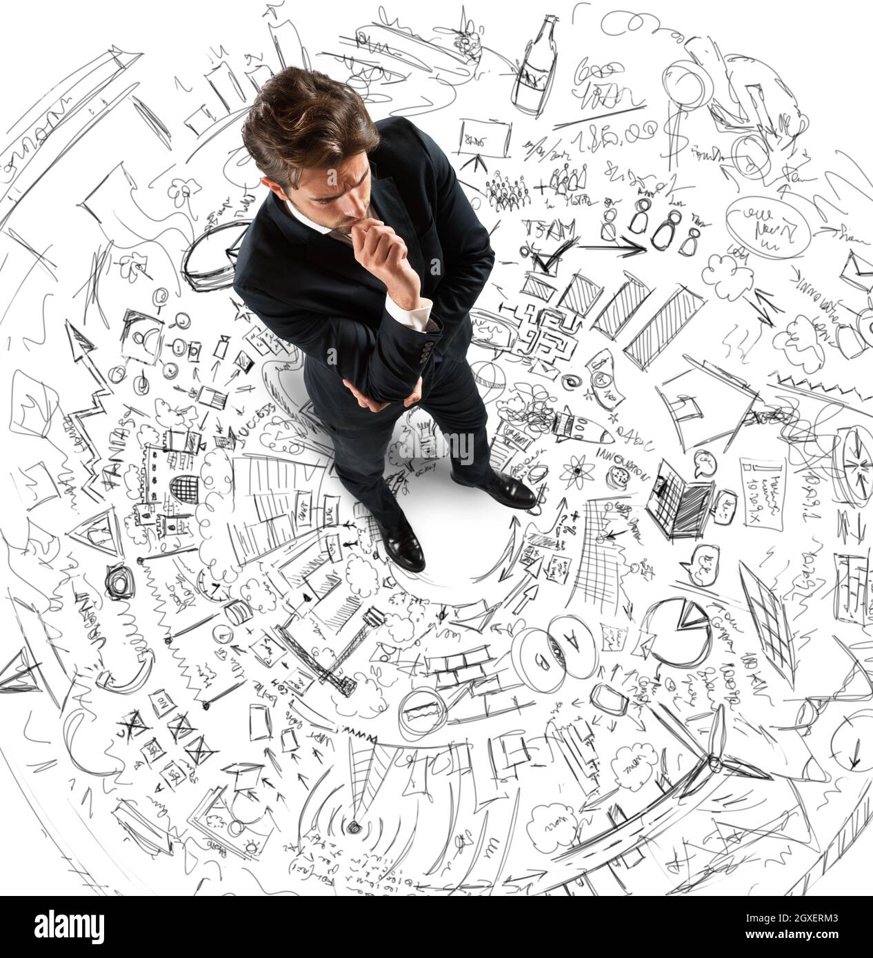 Businessman thinking about future plans and projects Stock Photo - Alamy