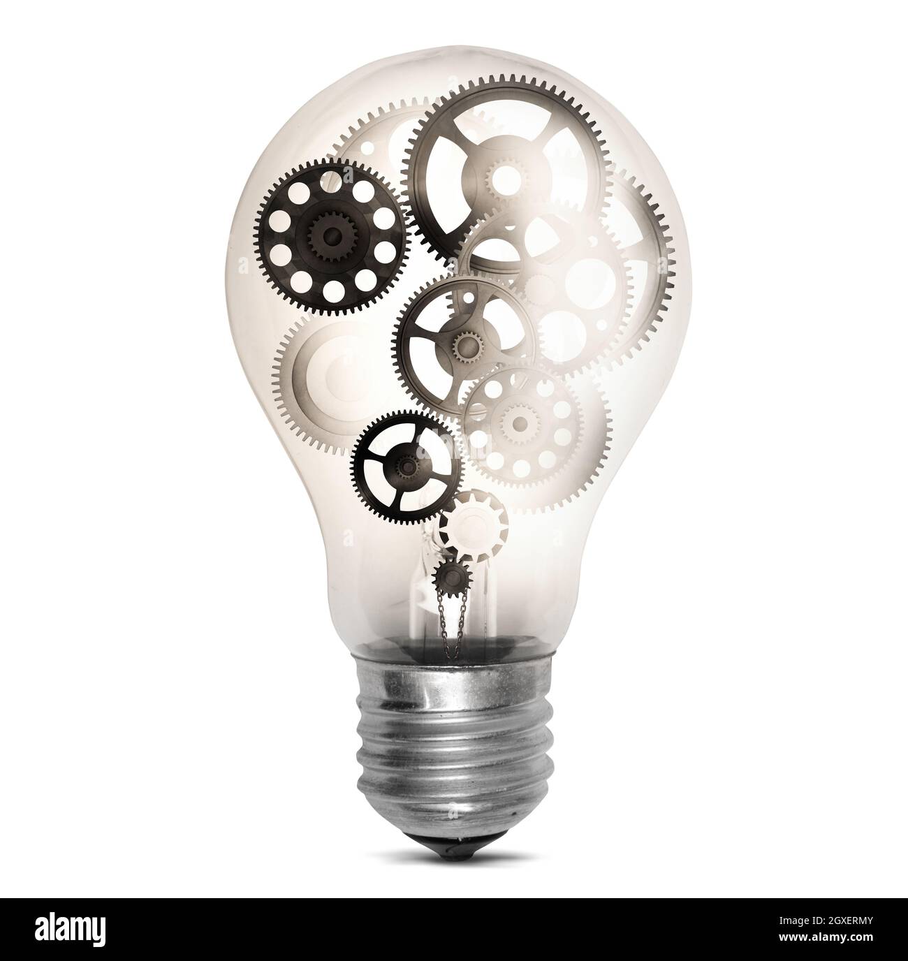 Big bulb light with mechanisms and gear Stock Photo - Alamy