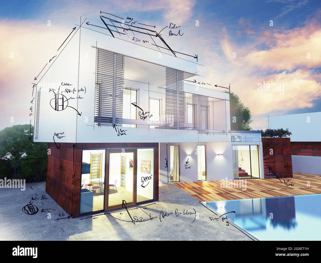 Project of a luxury villa under construction Stock Photo - Alamy