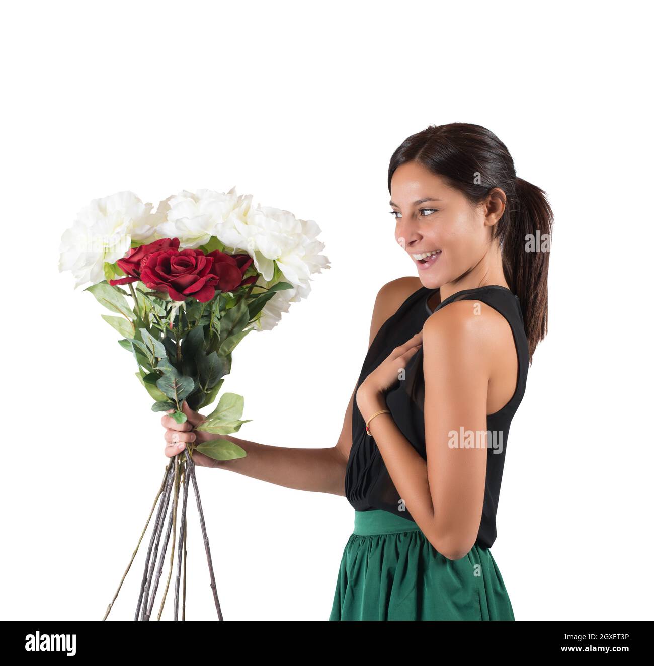 Girl receives bouquet hi-res stock photography and images - Alamy