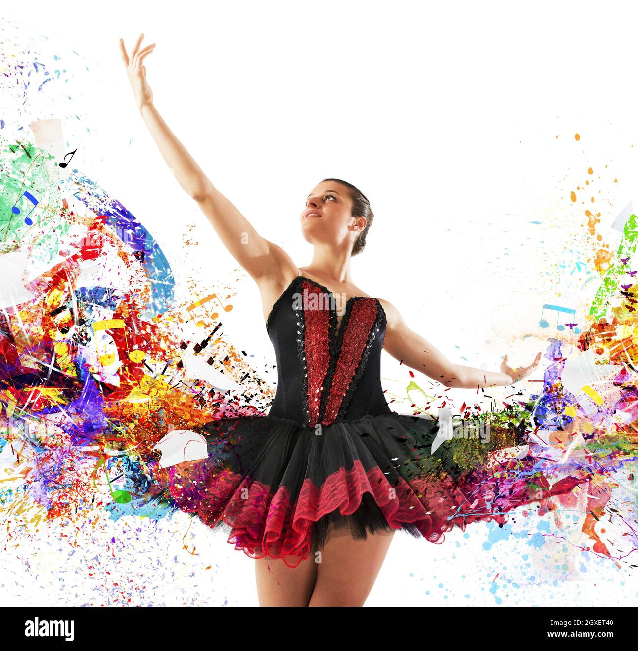 Classical dancer between colours and musical notes Stock Photo - Alamy
