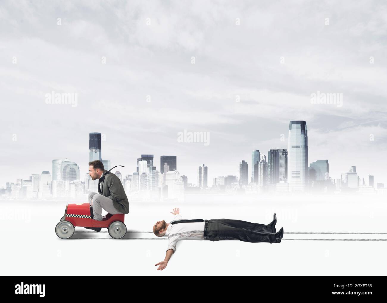 Concept of challenge with a ruthless businessman that invests a ...