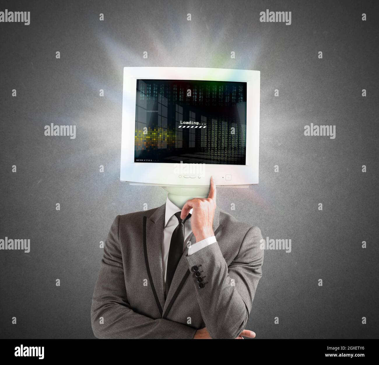 Smart businessman with a computer in head Stock Photo - Alamy