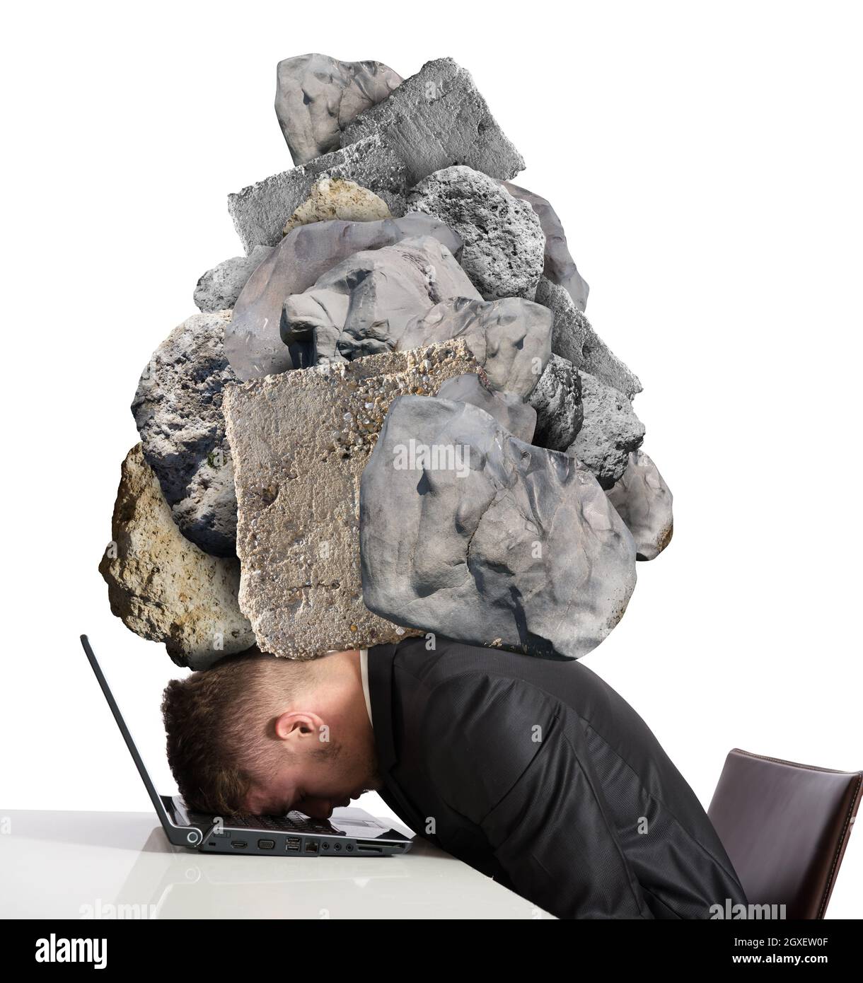 Concept of Stress at work with rocks above the head Stock Photo - Alamy