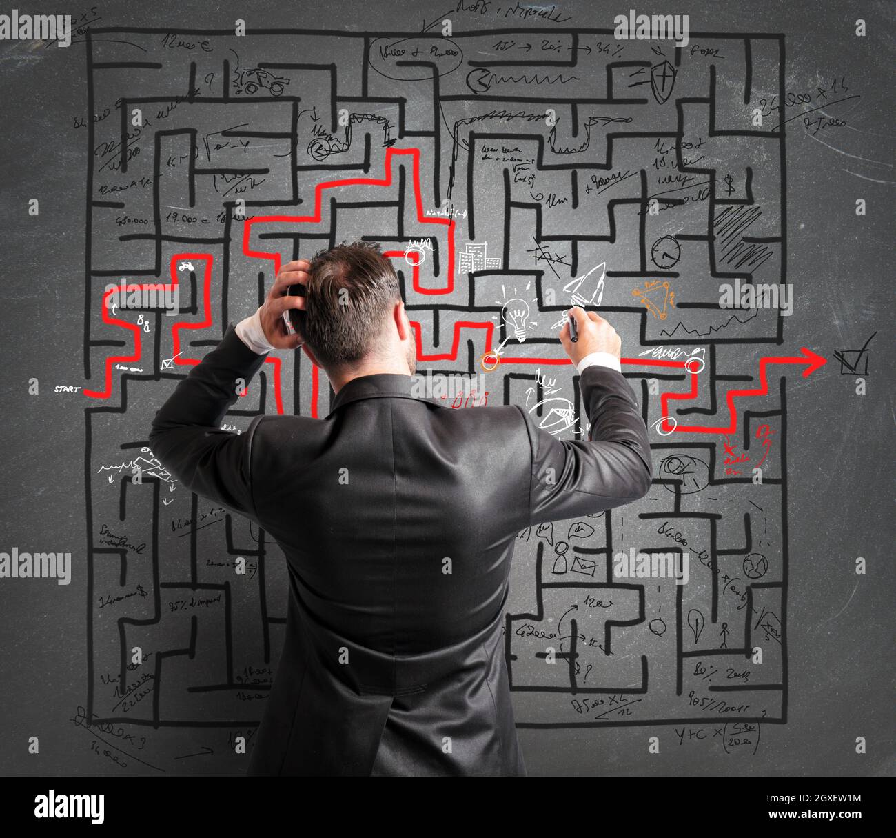 Concept of problem and confusion of a businessman Stock Photo - Alamy