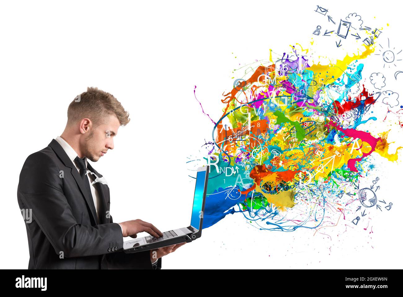 Creative technology with colorful effect that exit from a table Stock ...