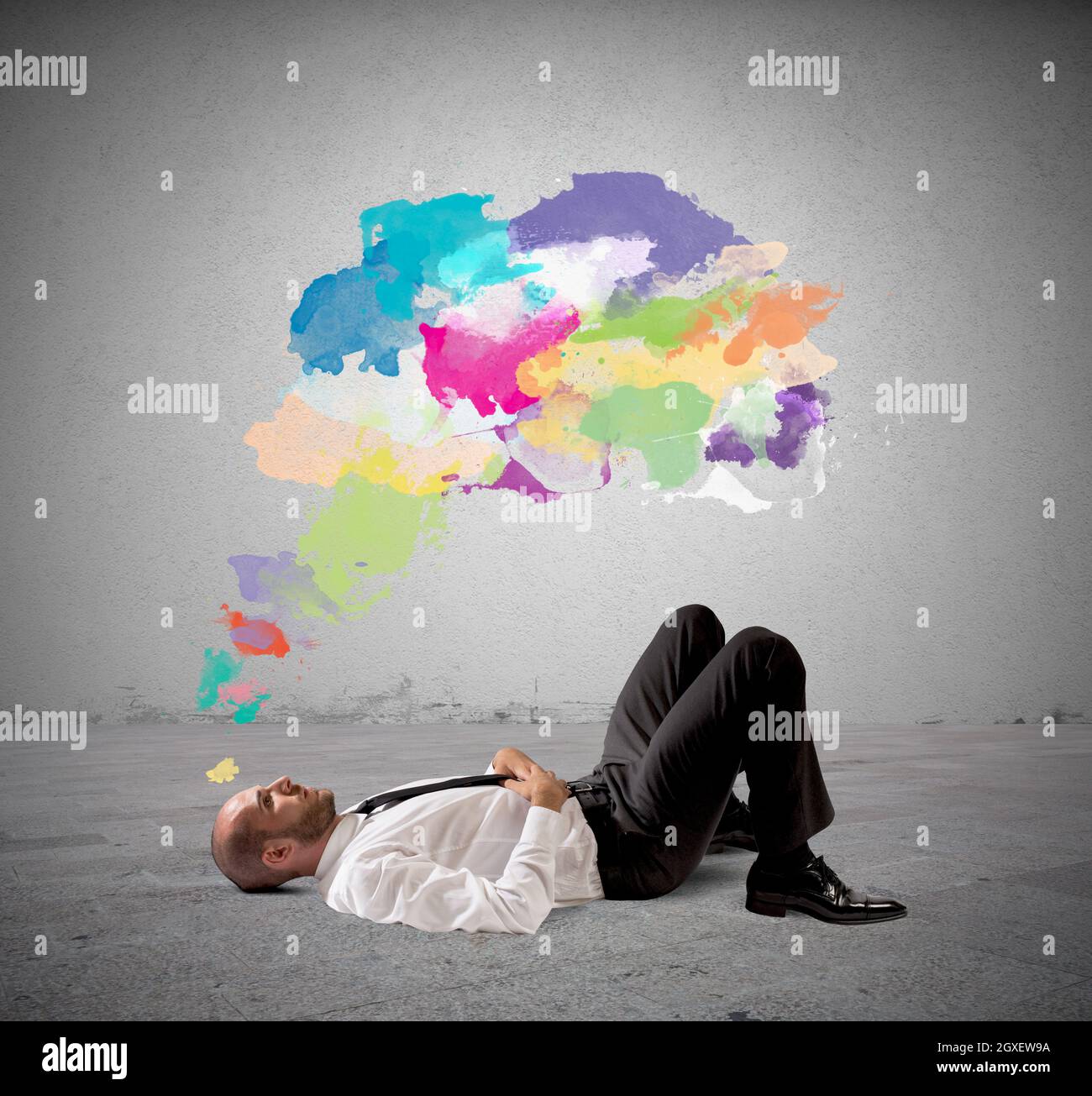 Concept of Think creative with businessman thinking Stock Photo - Alamy