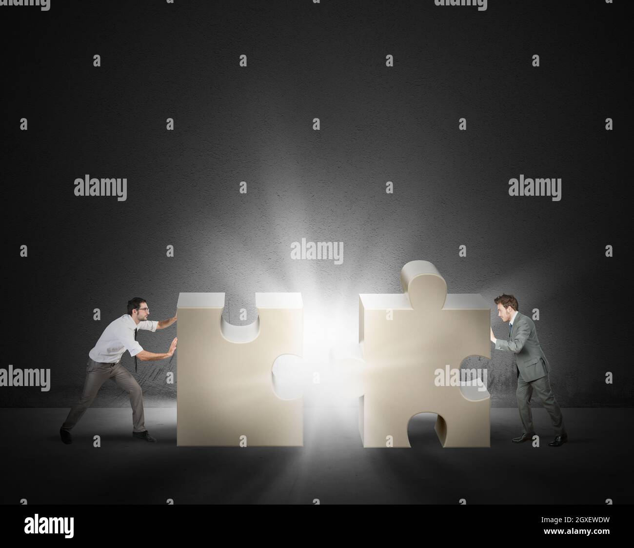 Teamwork and partnership concept of two businessman Stock Photo - Alamy