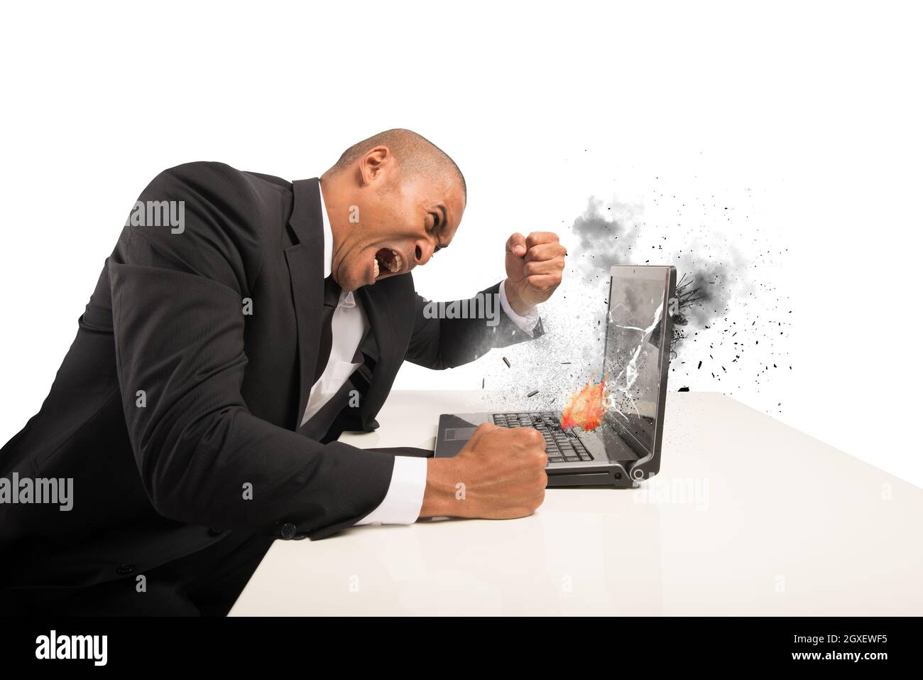 Concept of stress and frustration caused by a computer Stock Photo - Alamy