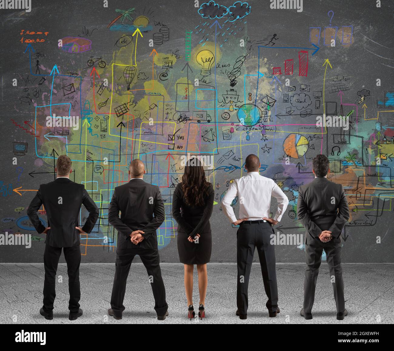 Business team drawing a new complex project Stock Photo - Alamy