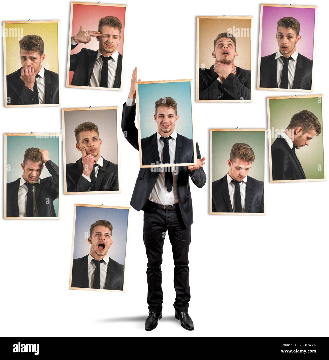 Sad smiling man portrait Cut Out Stock Images & Pictures - Alamy