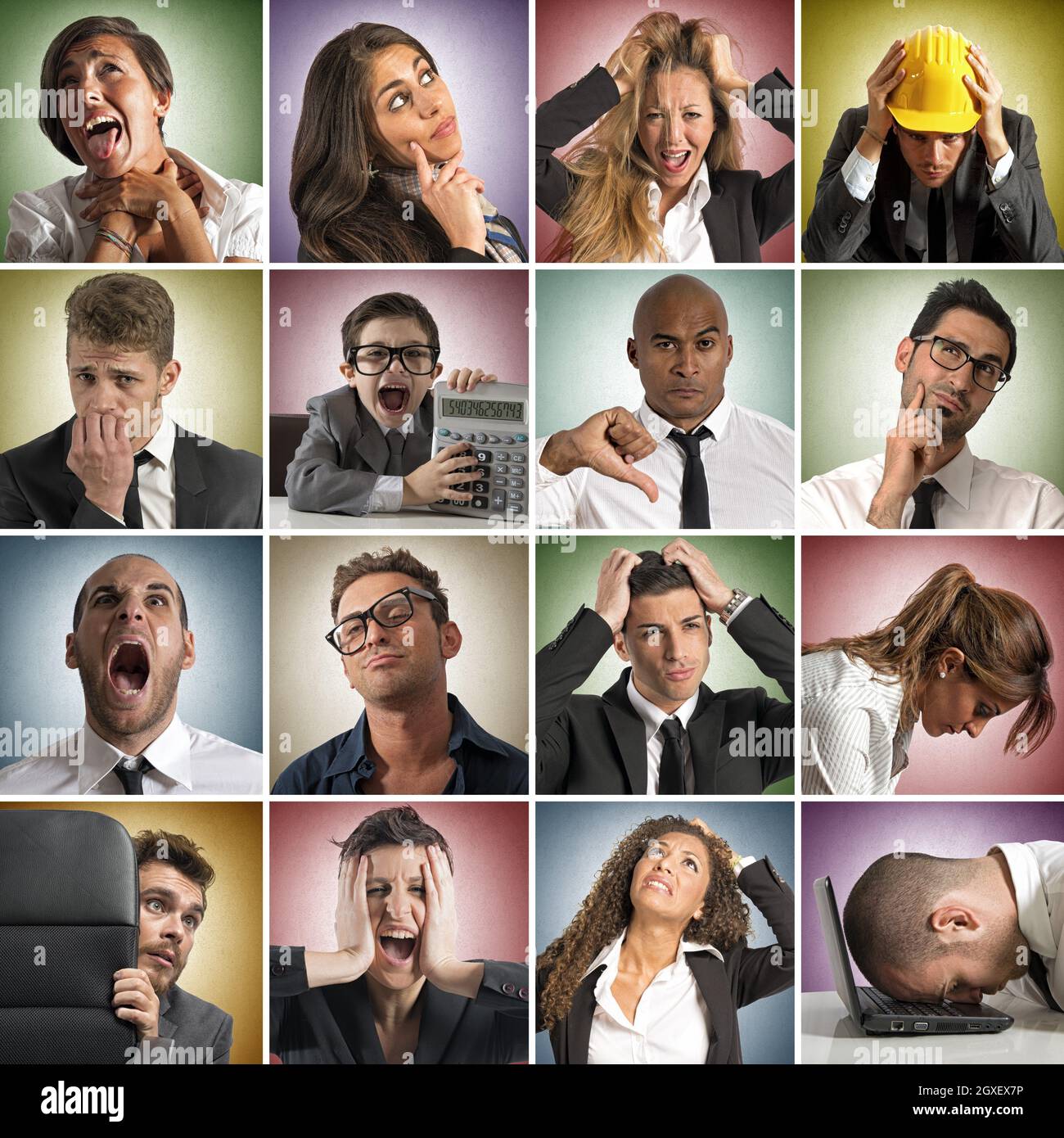 Collage of sadness face expression of people Stock Photo - Alamy