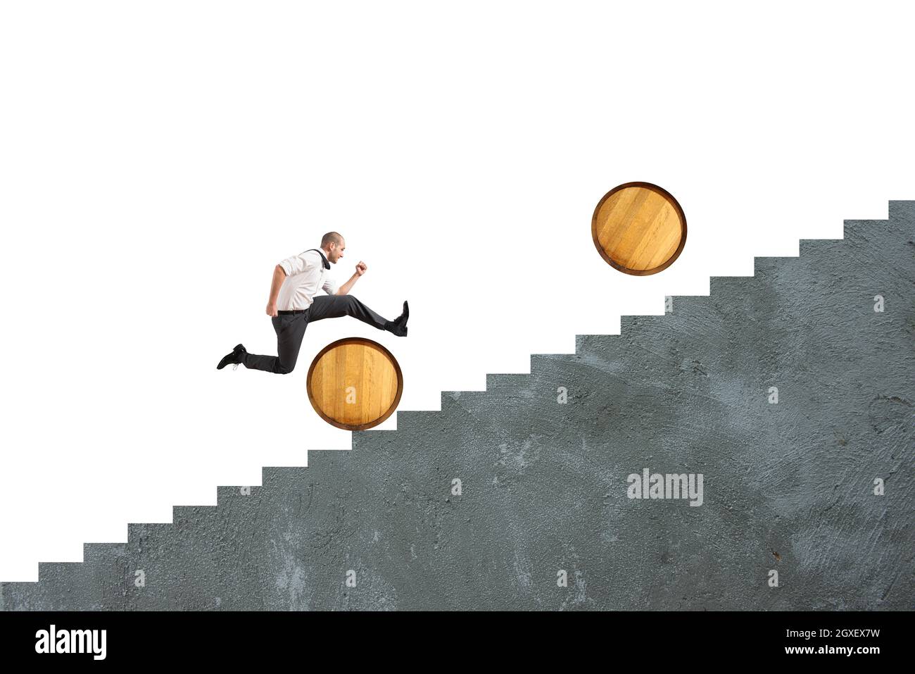 Concept of difficulty with businessman that jumps obstacles Stock Photo ...