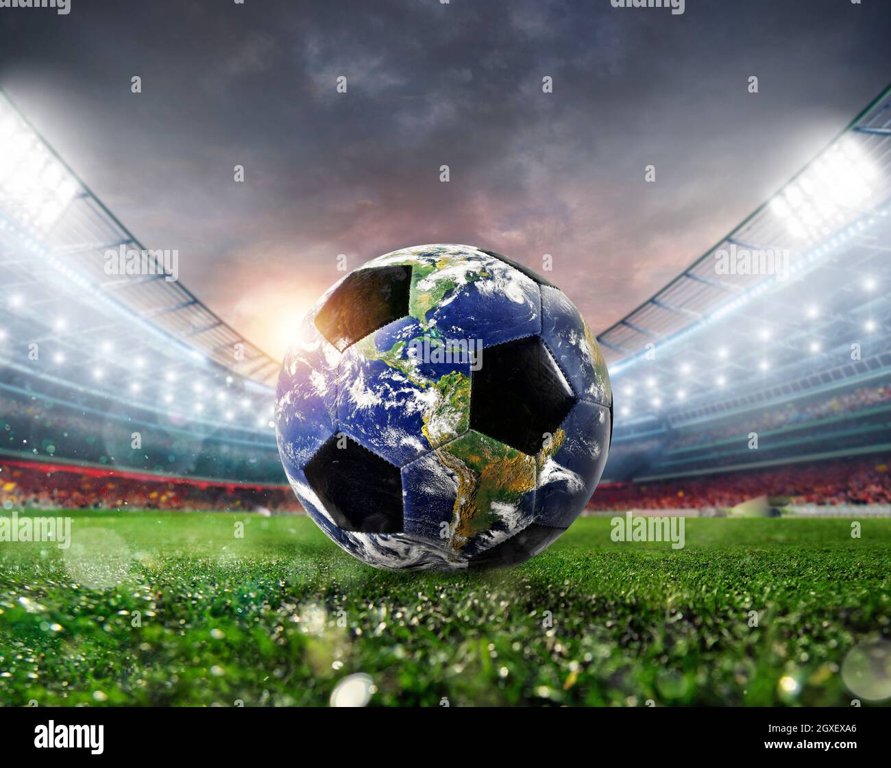 Soccer ball a as world planet. Earth provided by NASA Stock Photo - Alamy