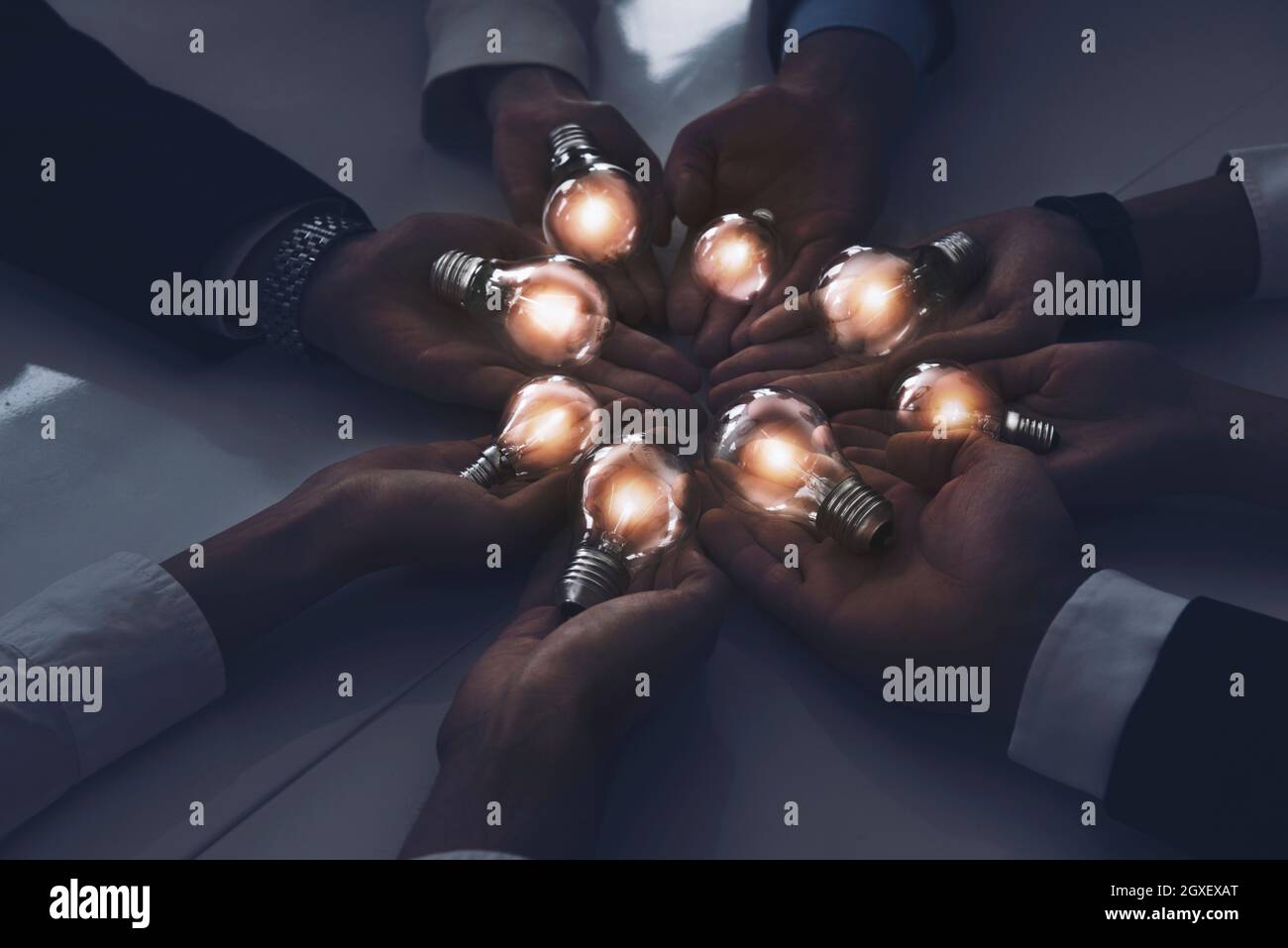 Teamwork and brainstorming concept with businessmen that share an idea ...