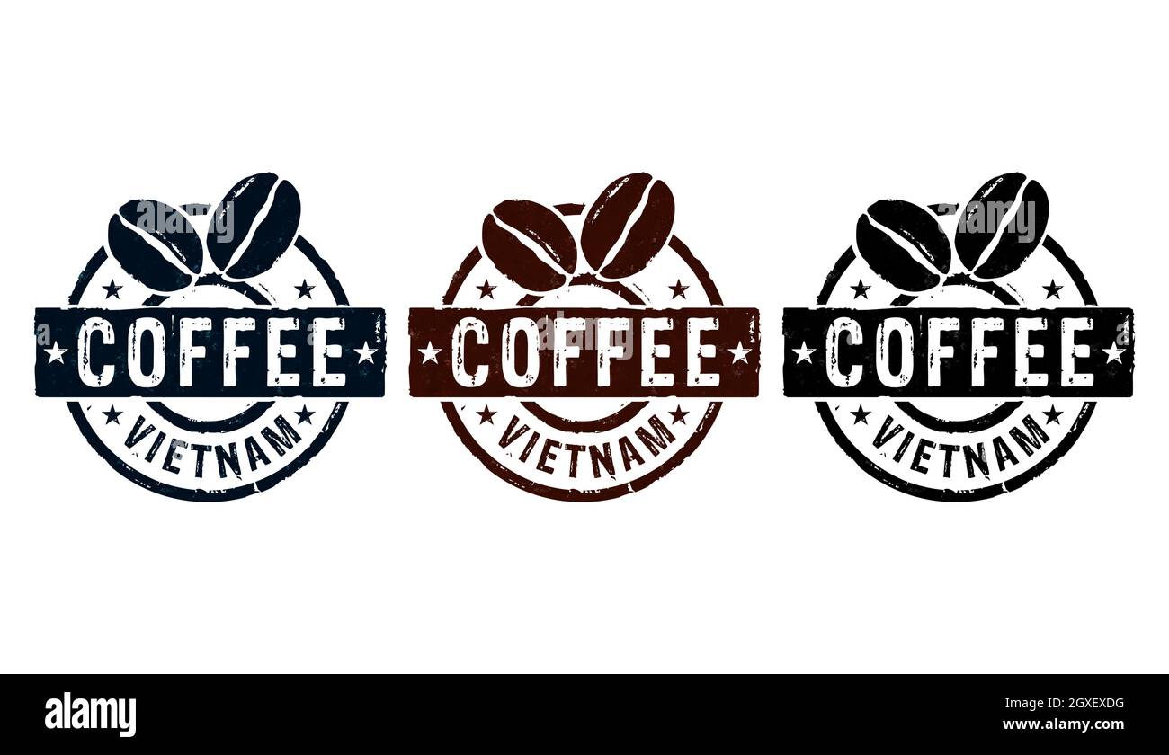 Coffee Vietnam stamp icons in few color versions. Factory ...