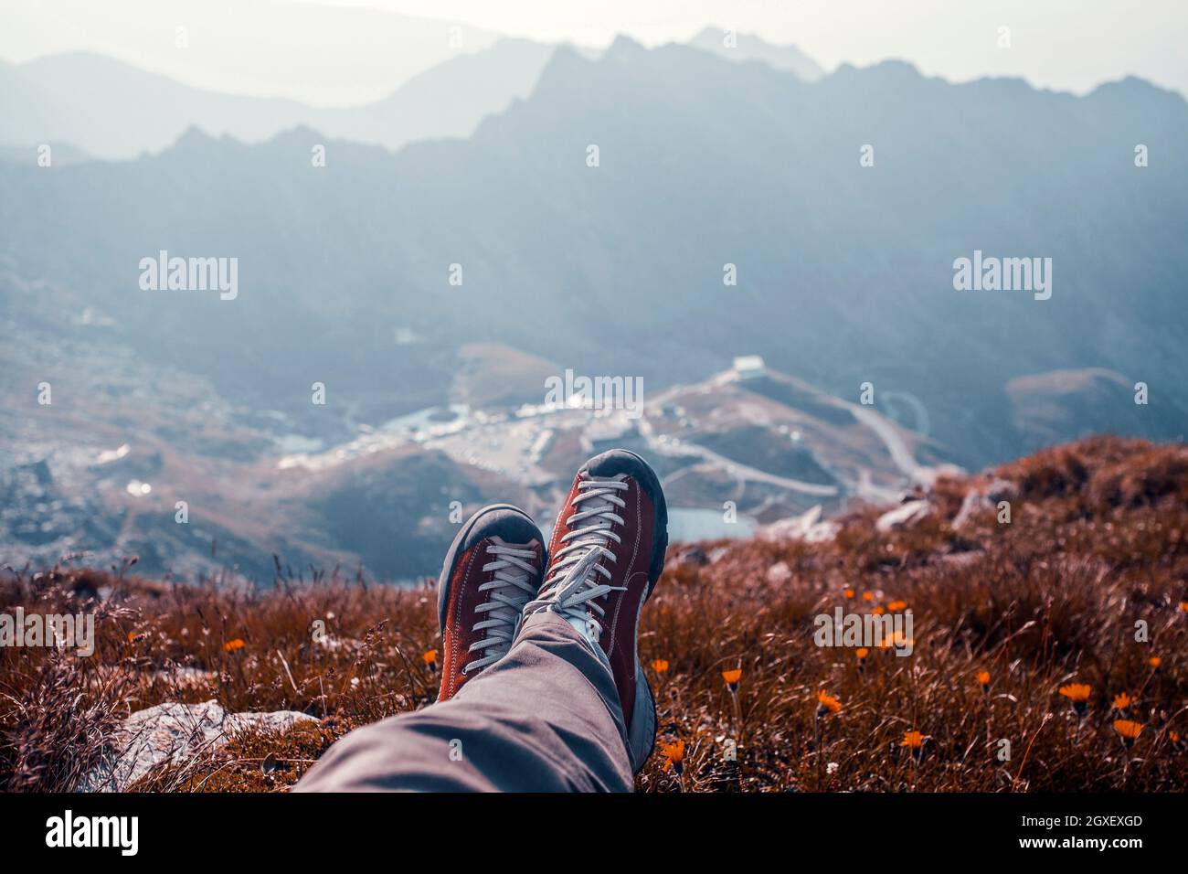 Foot traveler walking in mountains hi-res stock photography and images ...
