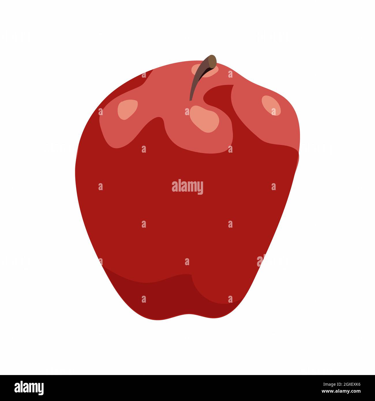Red apple icon in cartoon style on a white background Stock Photo - Alamy