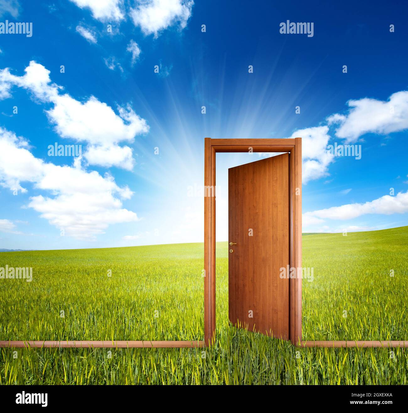 Freedom open door green field hi-res stock photography and images - Alamy