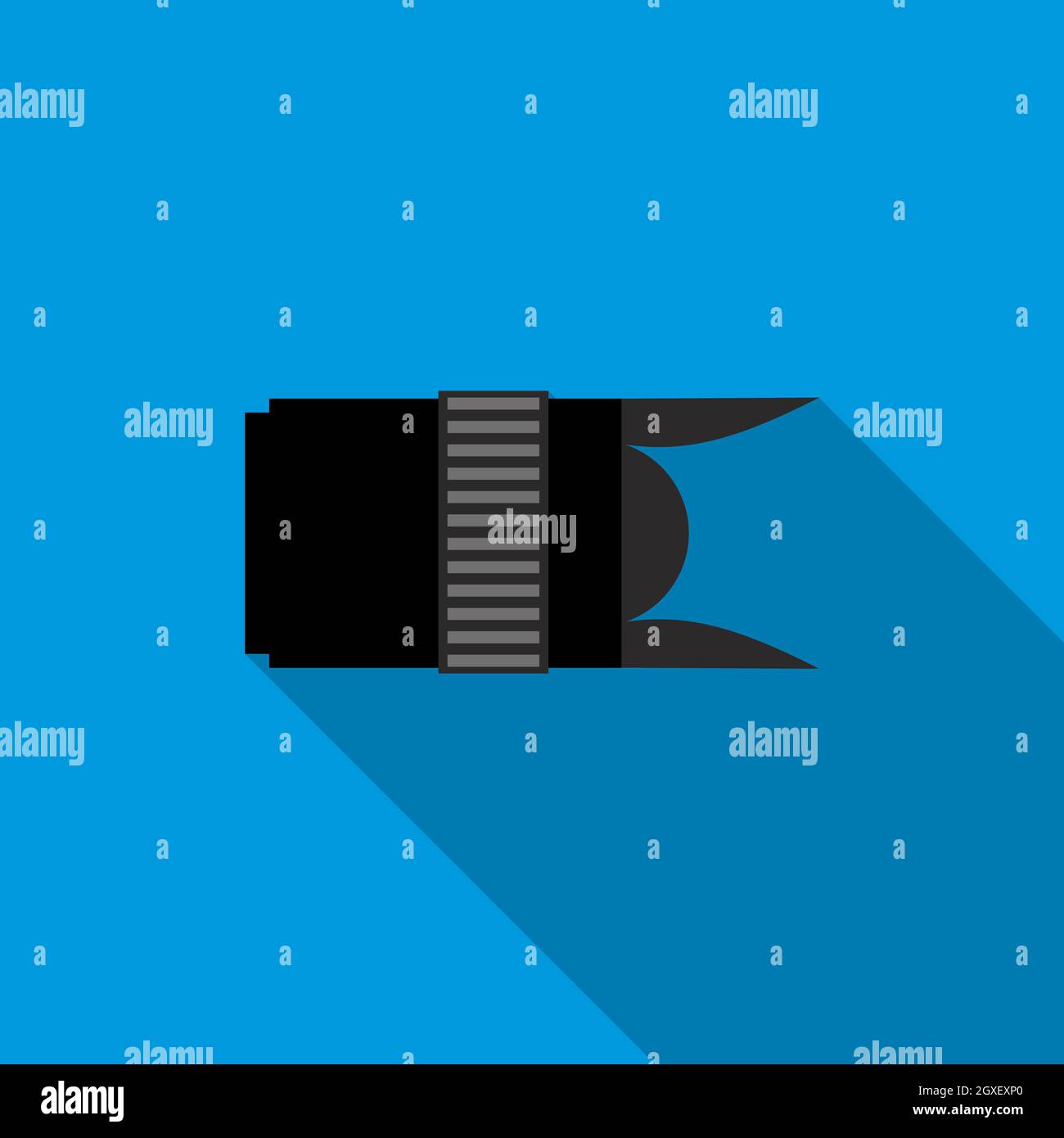 Interchangeable lens digital camera icon in flat style on a blue ...