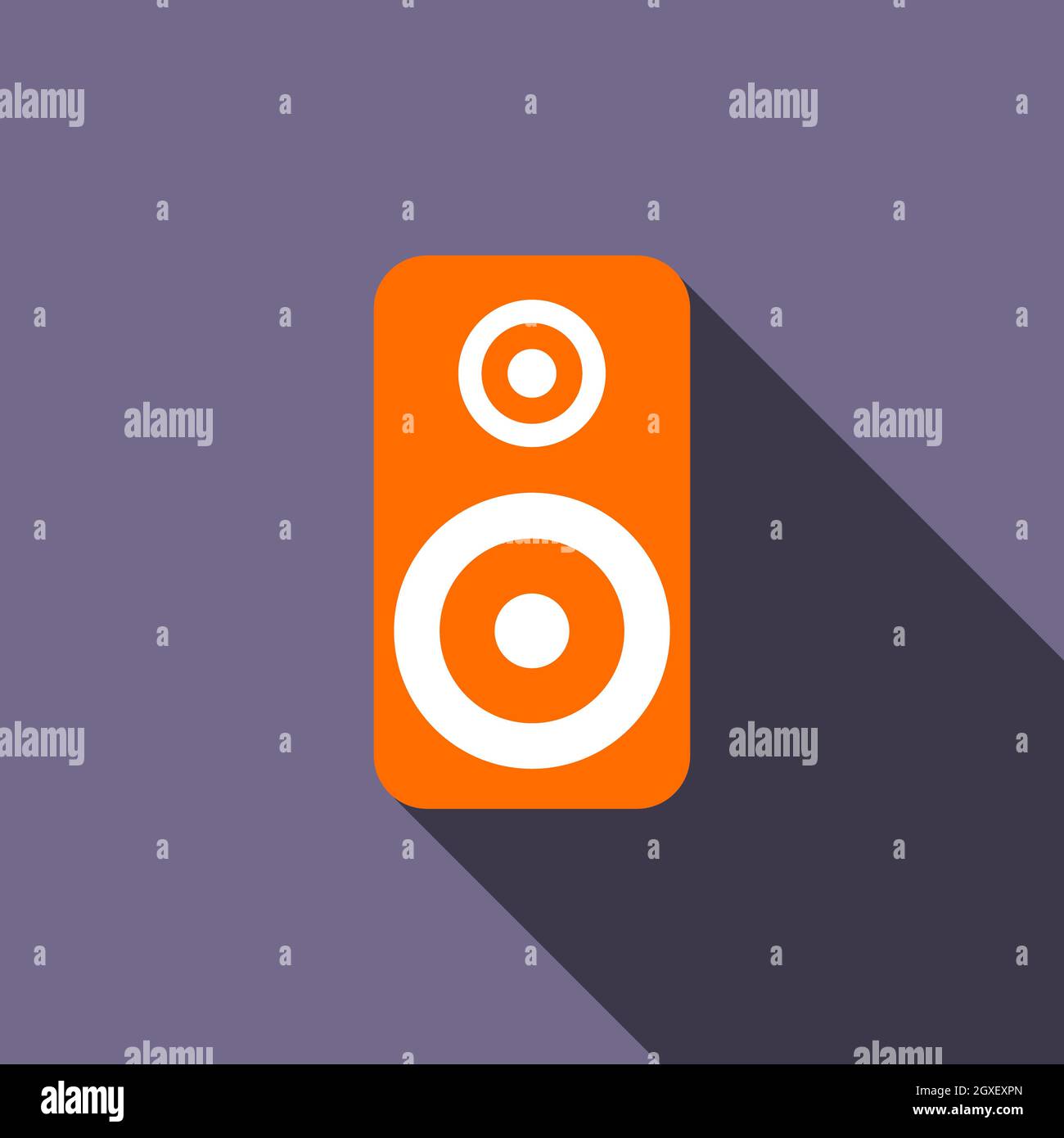 Music speaker icon in flat style on a violet background Stock Photo - Alamy
