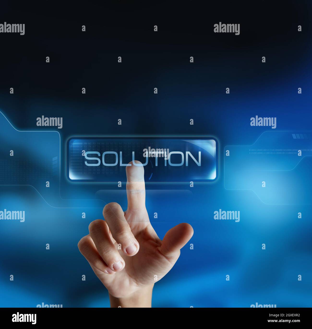 Solution button in a virtual display Stock Photo - Alamy