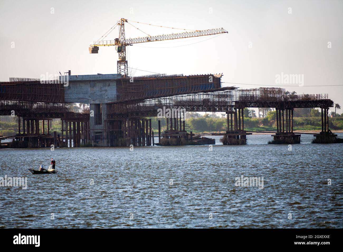 A bridge over the river Nile during construction Stock Photo - Alamy