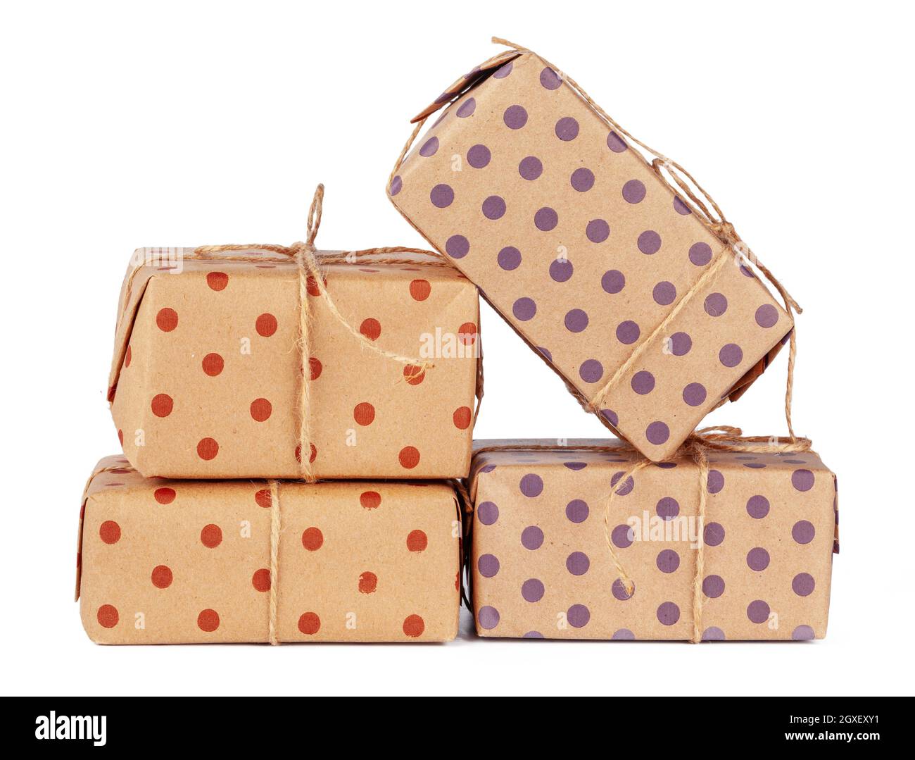 Stacked group of gift boxes isolated on white background Stock Photo ...