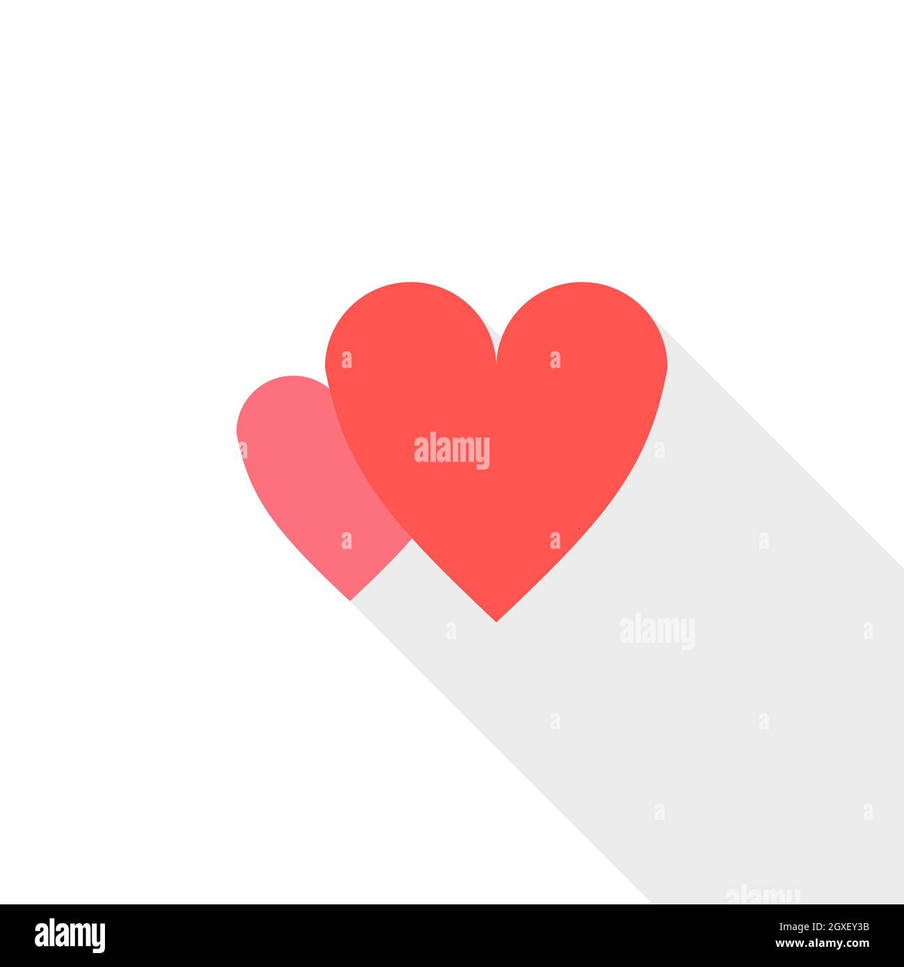 Two heart icon in flat style with long shadow. Love symbol Stock Photo ...