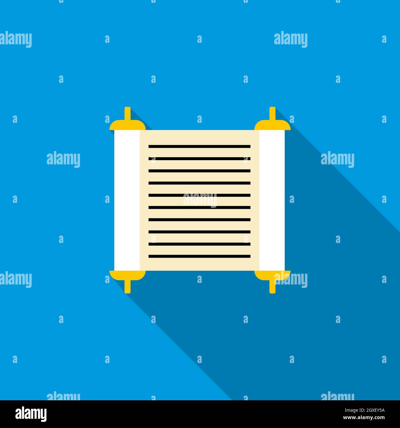 Torah scroll icon in flat style on a blue background Stock Photo - Alamy
