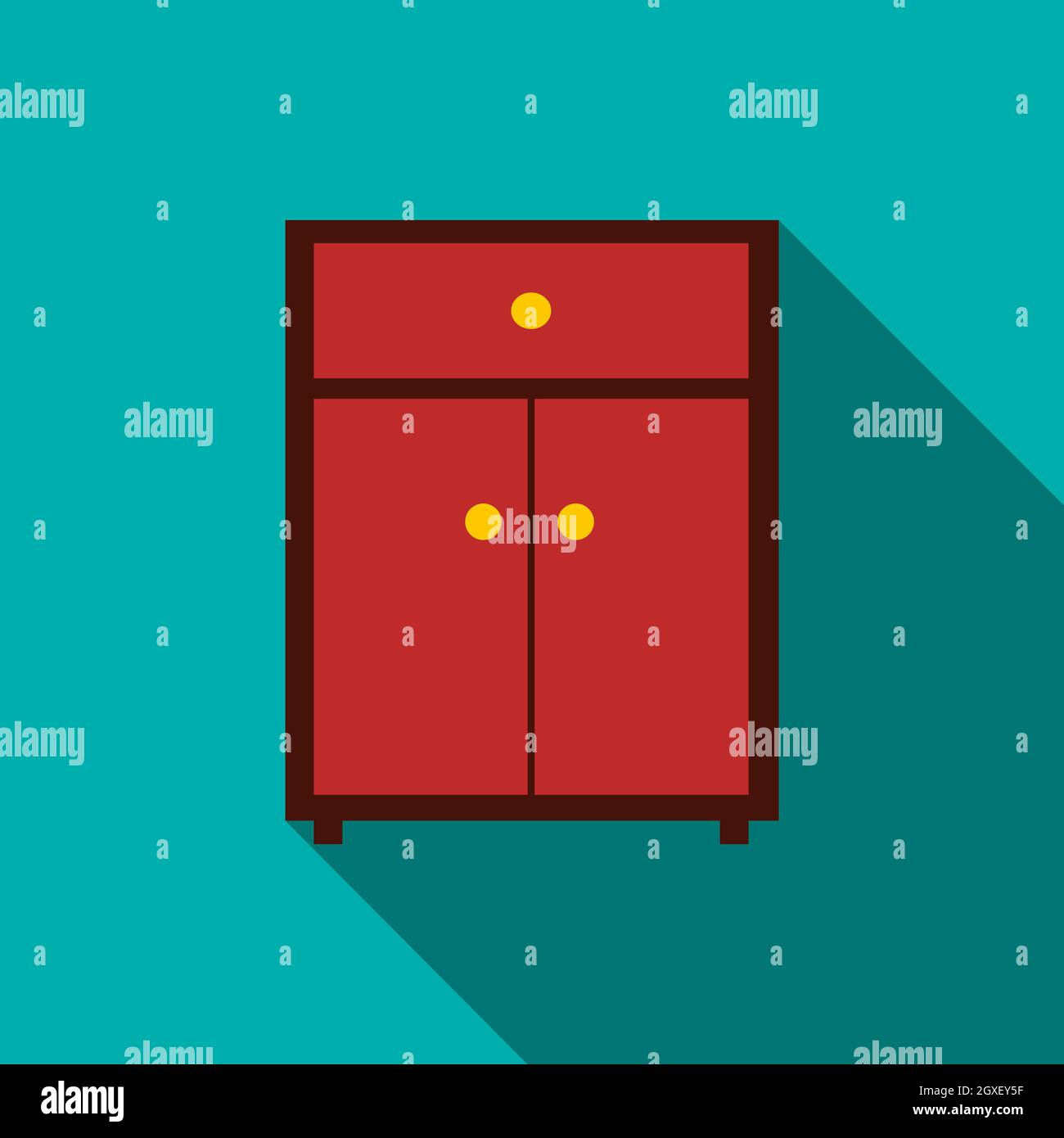 Drawer icon in flat style with long shadow. Home and interior symbol ...