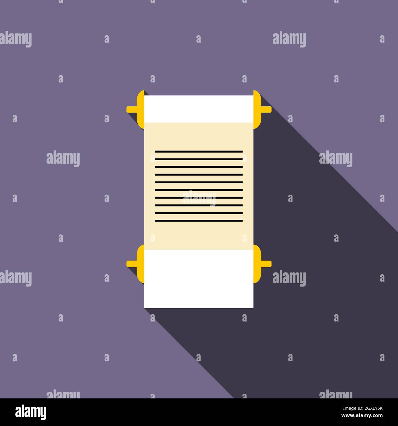 Ancient scroll icon in flat style on a violet background Stock Photo ...