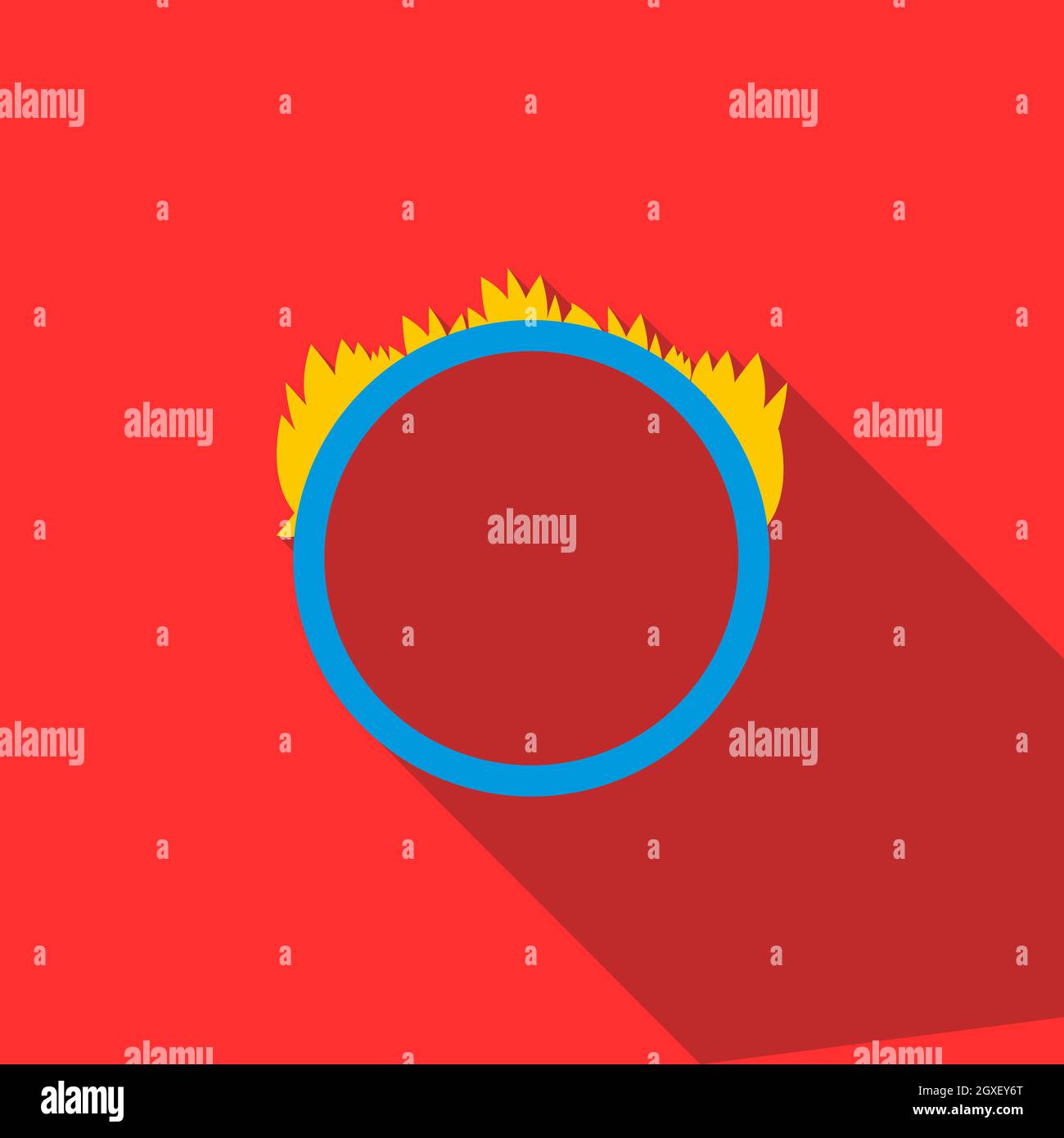 Ring of fire icon in flat style on a red background Stock Photo - Alamy
