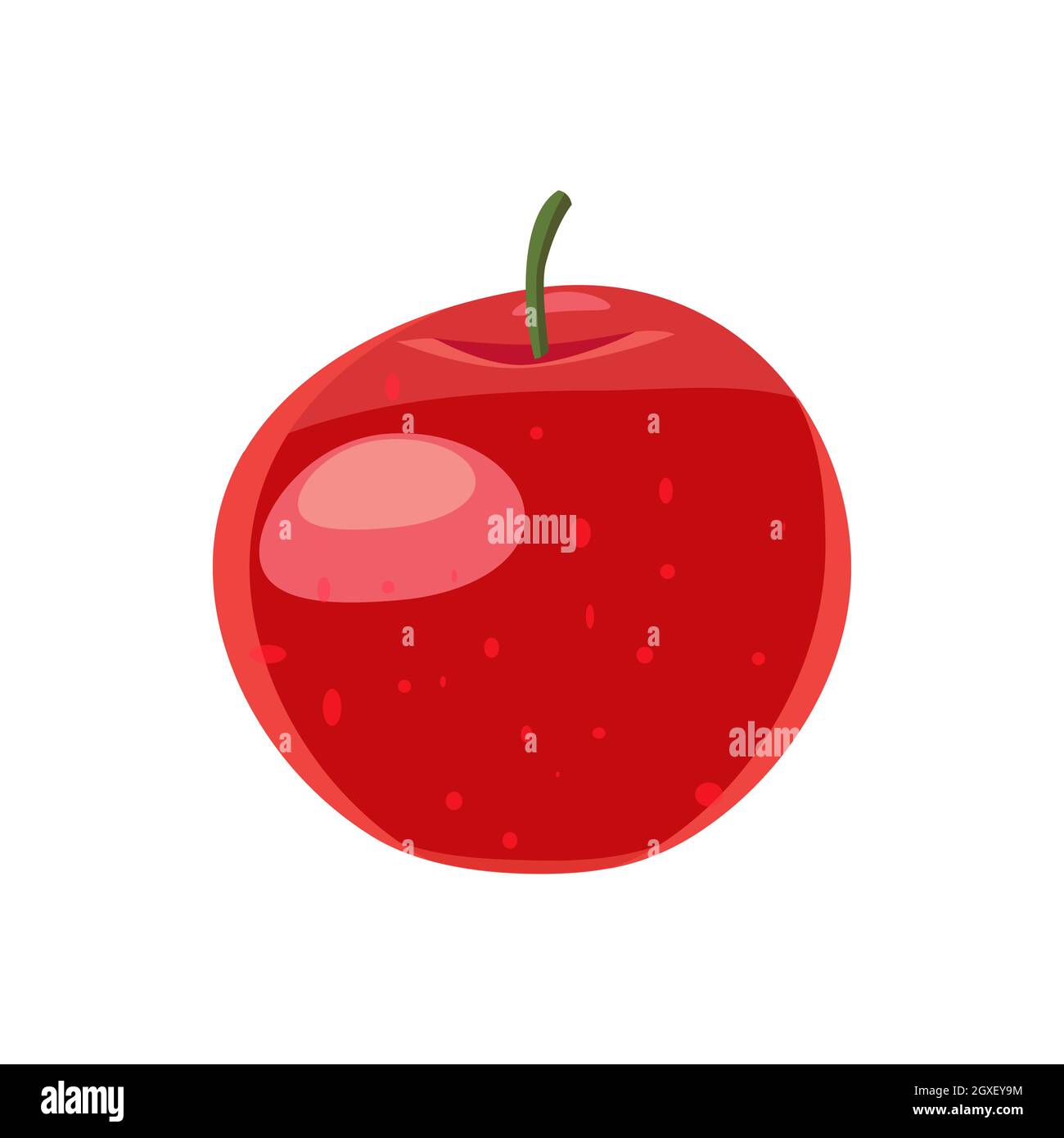 Red apple icon in cartoon style on a white background Stock Photo - Alamy