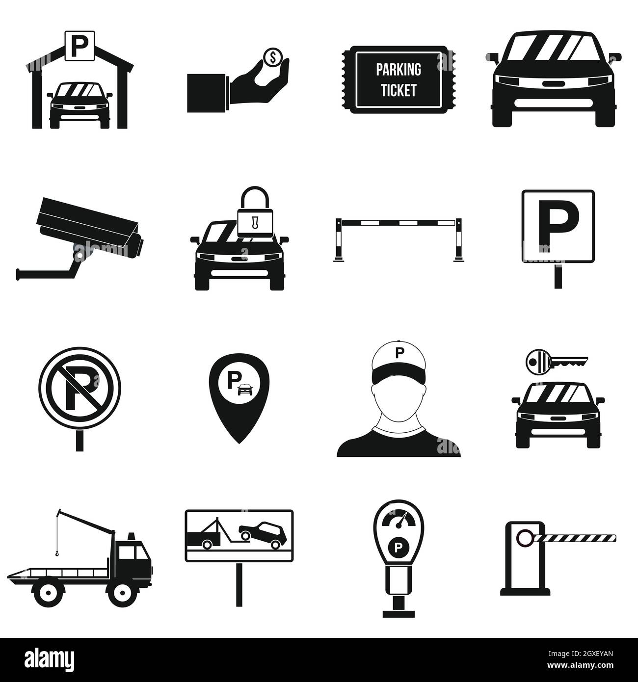 Parking set icons in simple style for any design Stock Photo - Alamy