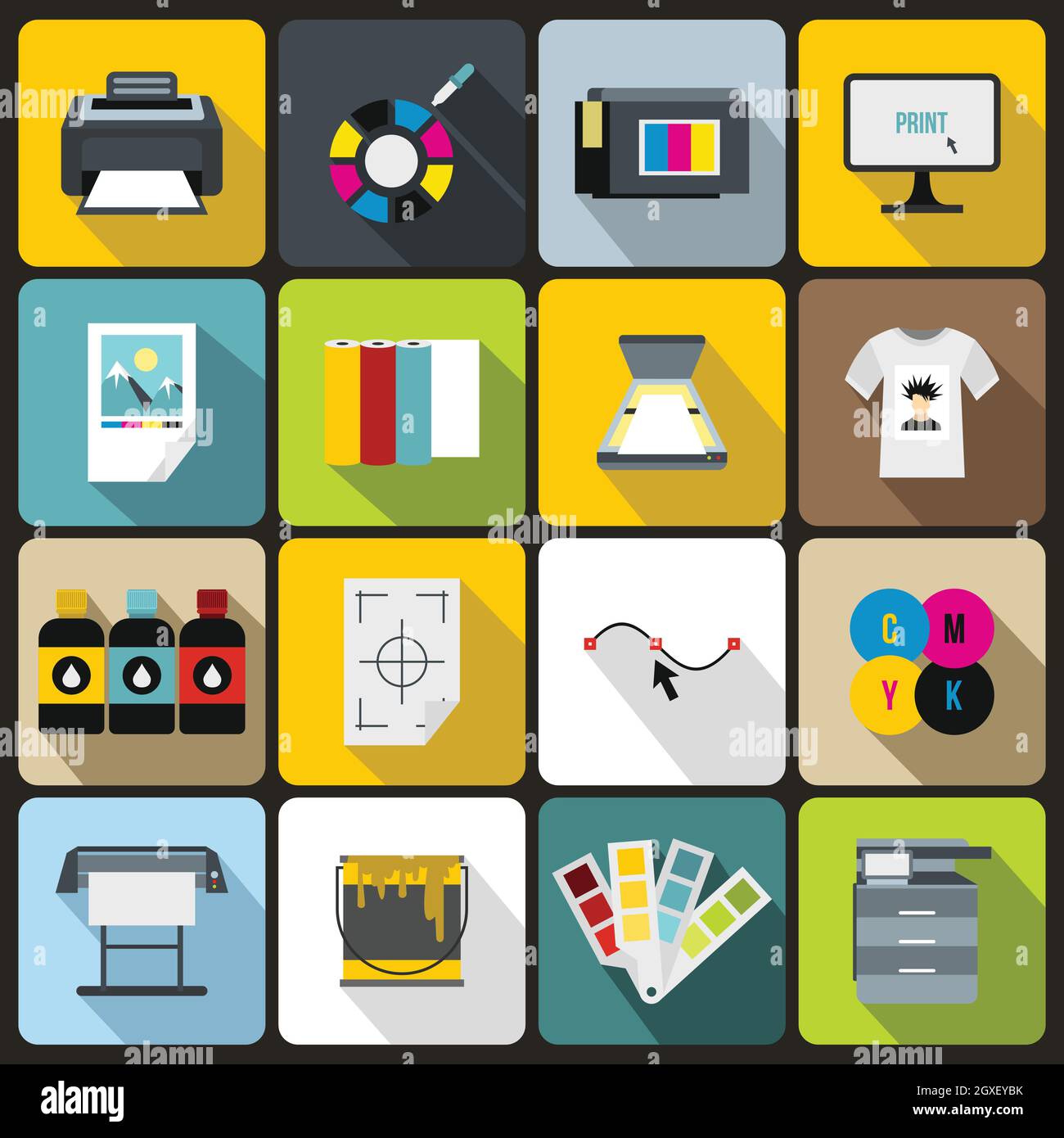 Printing icons set in flat style for any design Stock Photo - Alamy