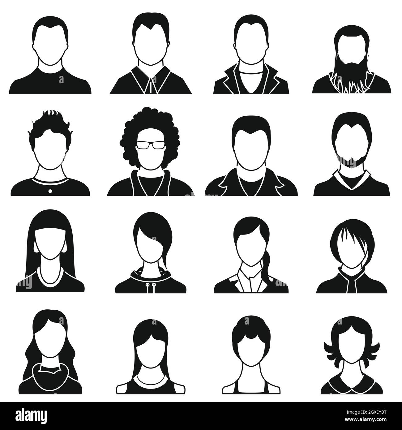 Avatars set icons in simple style for any design Stock Photo - Alamy