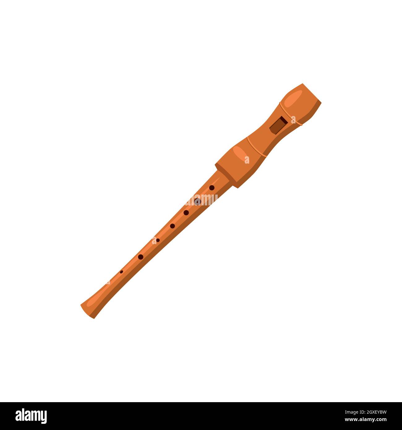 Wooden flute icon in cartoon style on a white background Stock Photo ...