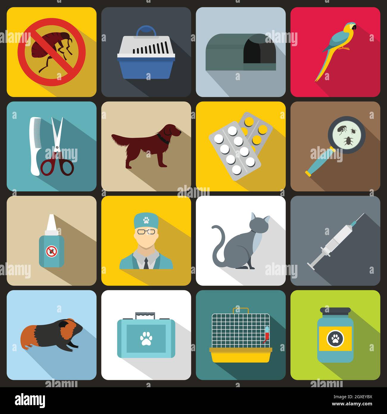 Veterinary icons set in flat style for any design Stock Photo - Alamy