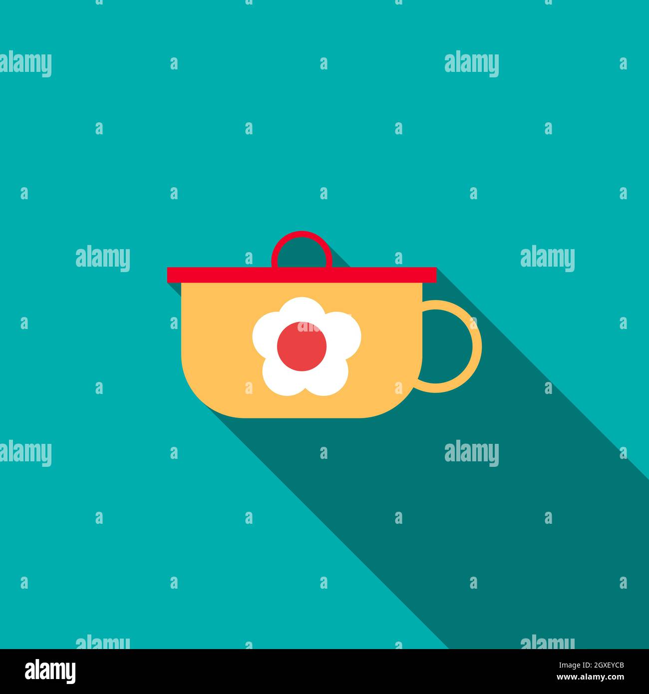 Children pan icon in flat style with long shadow. Utensils for eating ...