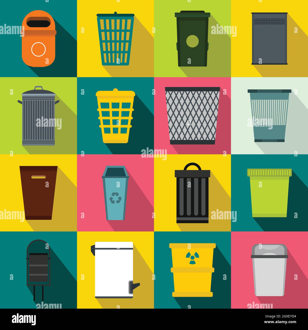 Trash can icons set in flat style for any design Stock Photo - Alamy
