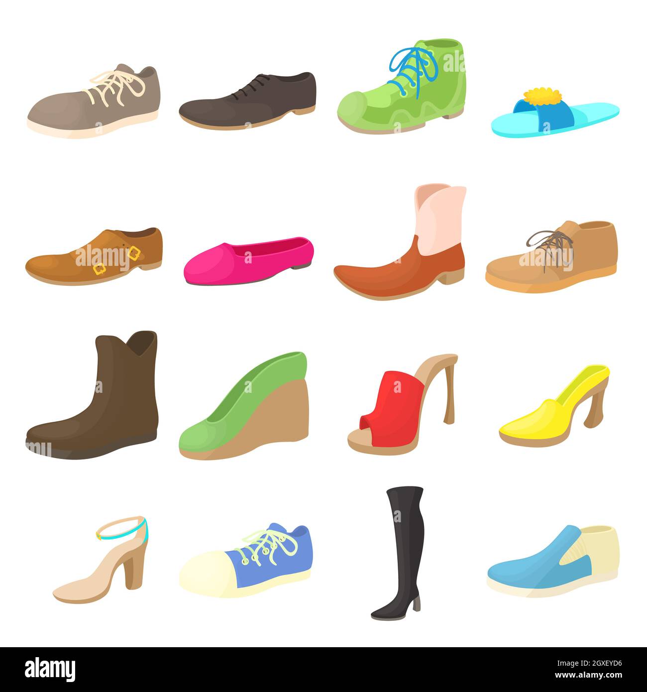 Shoes icons set in cartoon style. Footwear set isolated on white ...
